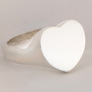 Sterling Silver Heart Ring Personalized and Engraved With Initials, 925 ...