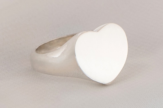 Sterling Silver Heart Ring Personalized and Engraved With - Etsy