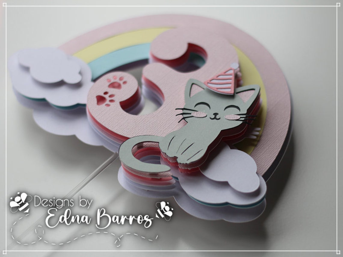 Cat Cake Topper Svg | Kitty Cake Topper Svg | Cat Themed - Birthday ...