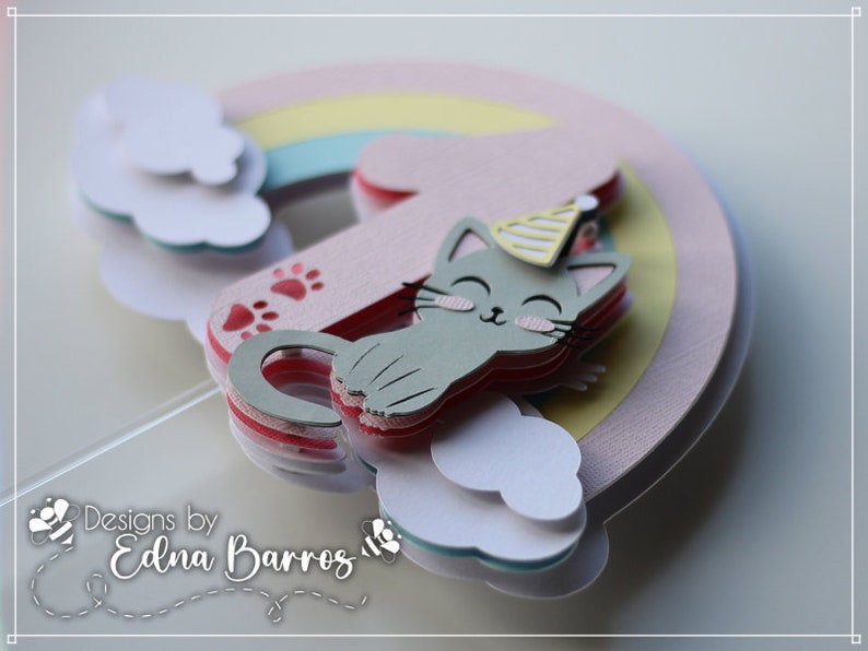 Cat Cake Topper Svg Kitty Cake Topper Svg Cat Themed Birthday Party ...