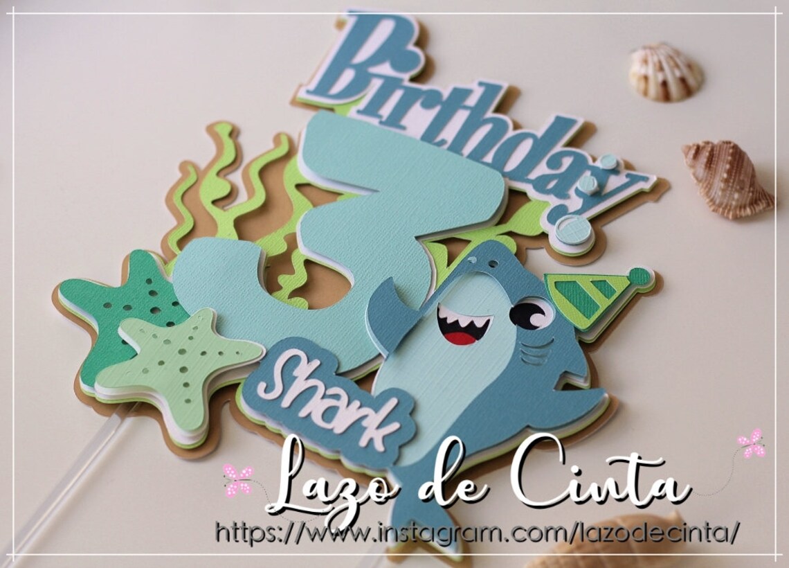 Shark Cake Topper SVG Under the Sea Kids Birthday - Etsy