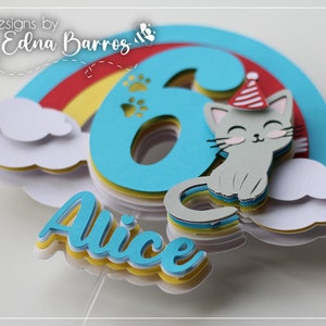 Cat Cake Topper Svg Kitty Cake Topper Svg Cat Themed Birthday Party ...
