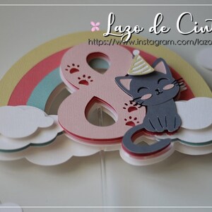 Cat Cake Topper SVG Cat Themed Kids Birthday Party - Etsy