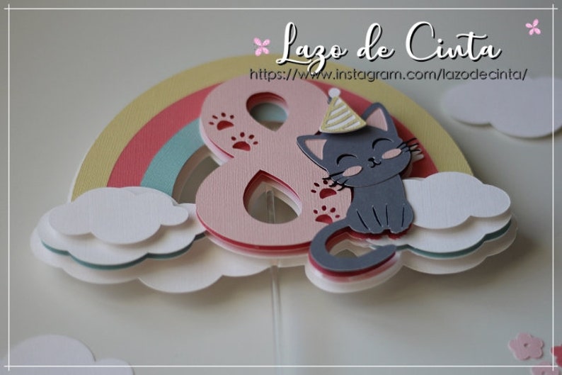 Cat Cake Topper SVG Cat Themed Kids Birthday Party - Etsy