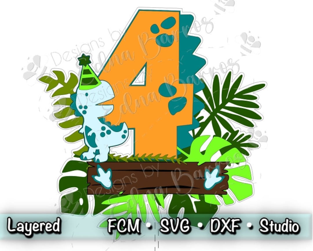 T- Rex Dinosaur Cake Topper SVG | Dinosaur Cake Topper DXF | Dinosaur ...