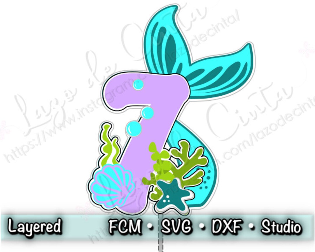 Mermaid Cake Topper SVG | Under the Sea - Girls - Birthday - Party ...