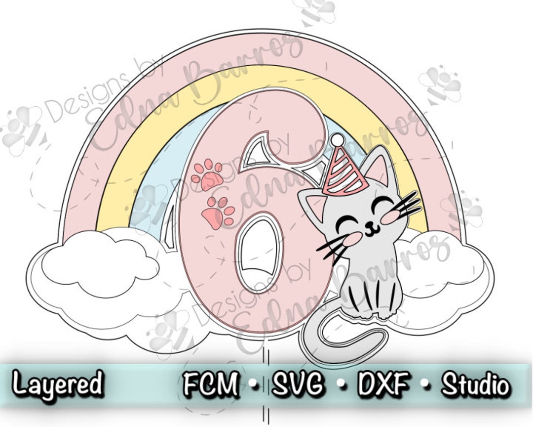 Cat Cake Topper Svg | Kitty Cake Topper Svg | Cat Themed - Birthday ...