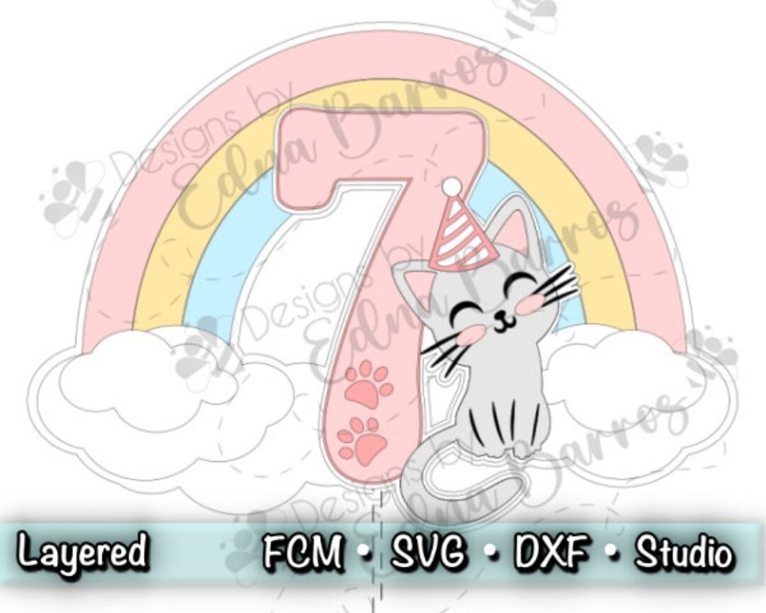 Cat Cake Topper SVG | Cat Themed - Kids - Birthday - Party ...