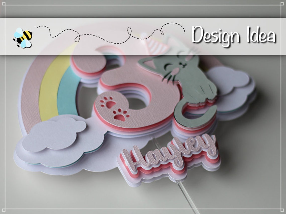 Cat Cake Topper Svg | Kitty Cake Topper Svg | Cat Themed - Birthday ...
