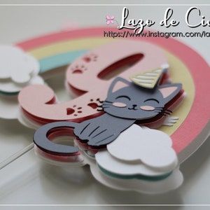 Cat Cake Topper SVG Cat Themed Kids Birthday Party Celebration Cut ...