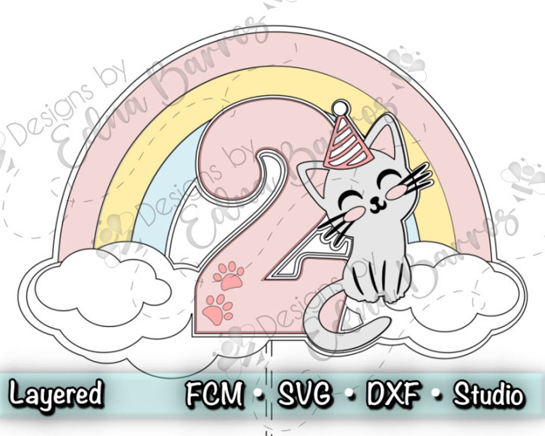 Cat Cake Topper Svg | Kitty Cake Topper Svg | Cat Themed - Birthday ...