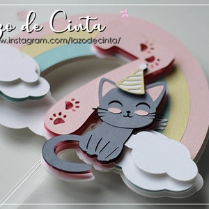 Cat Cake Topper SVG Cat Themed Kids Birthday Party Celebration Cut ...