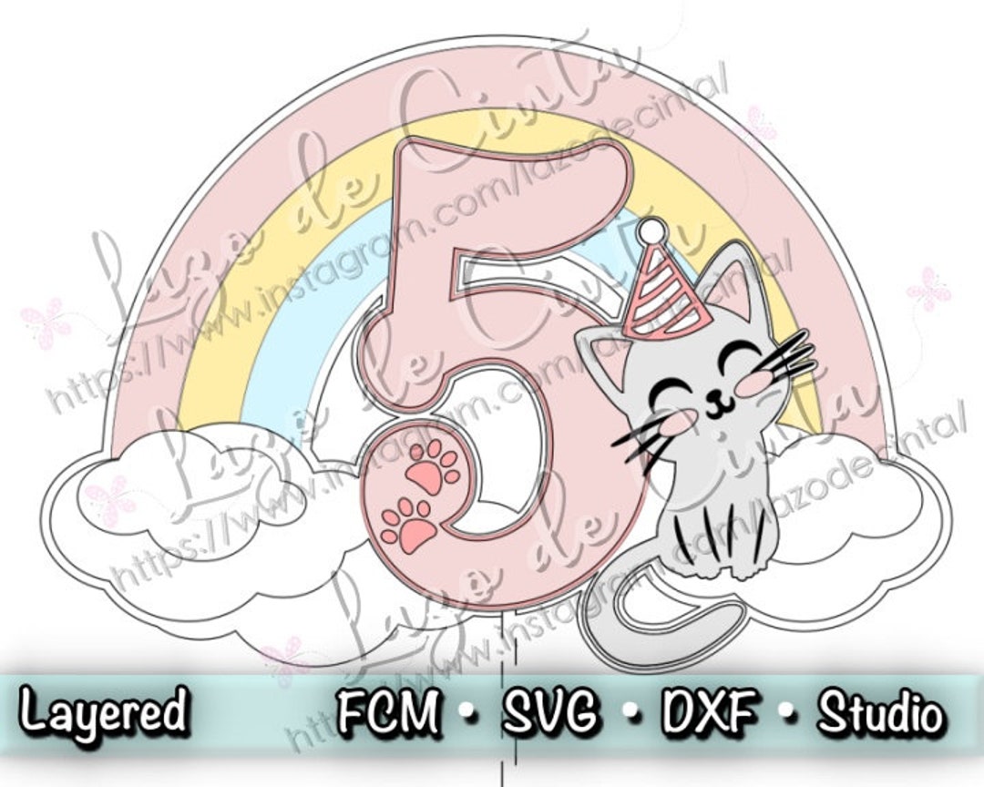 Cat Cake Topper Svg Kitty Cake Topper Svg Cat Themed Birthday Party ...