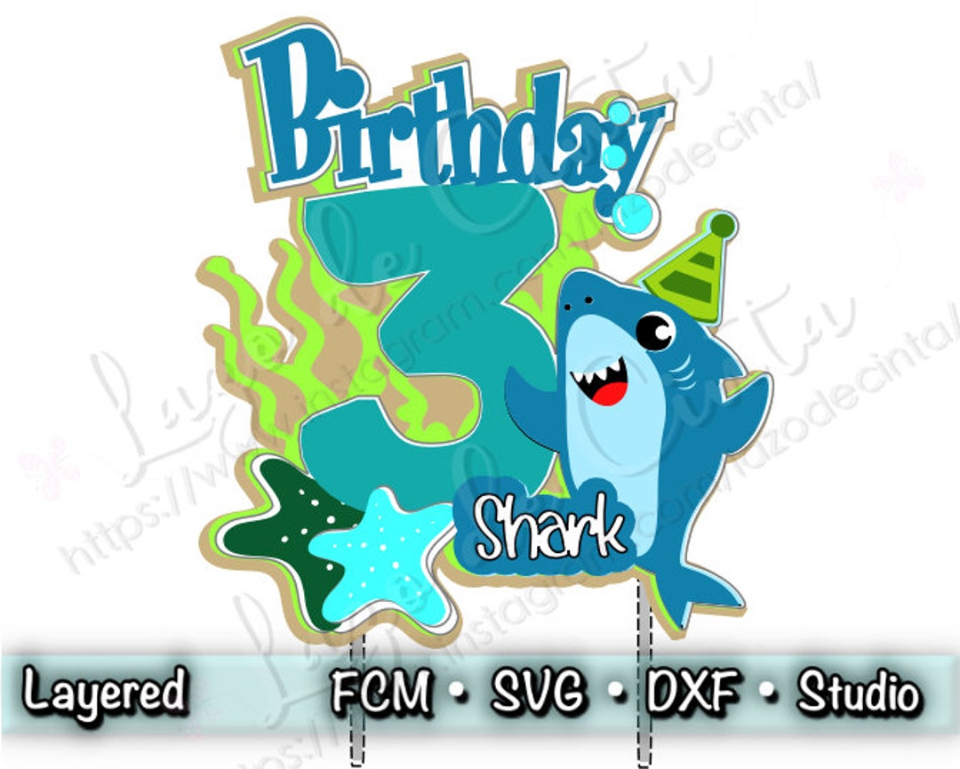 Shark Cake Topper SVG Under the Sea Kids Birthday - Etsy Canada