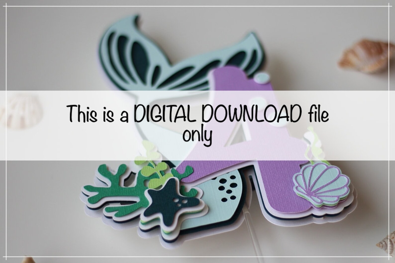 Mermaid Cake Topper SVG Girls Under the Sea Birthday Party Celebration ...