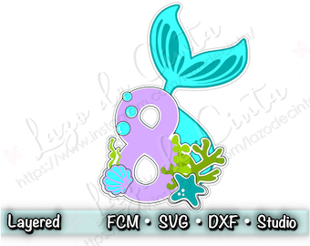 Mermaid Cake Topper SVG Under the Sea Girls Birthday Party Celebration ...