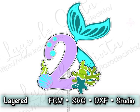 Mermaid Cake Topper SVG Under the Sea Girls Birthday - Etsy