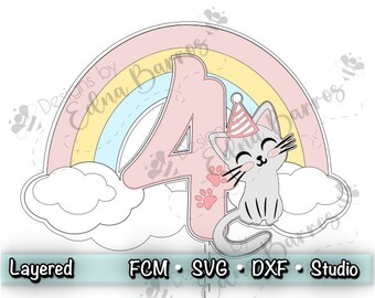 Cat Cake Topper Svg Kitty Cake Topper Svg Cat Themed Birthday Party ...