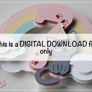 Cat Cake Topper SVG Cat Themed Kids Birthday Party Celebration Cut ...