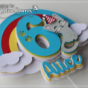 Cat Cake Topper Svg Kitty Cake Topper Svg Cat Themed Birthday Party ...
