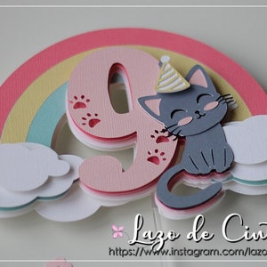 Cat Cake Topper SVG Cat Themed Kids Birthday Party Celebration Cut ...