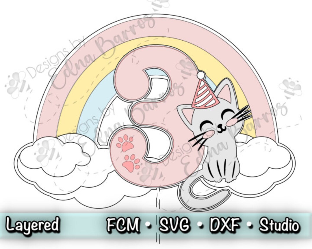 Cat Cake Topper Svg | Kitty Cake Topper Svg | Cat Themed - Birthday ...