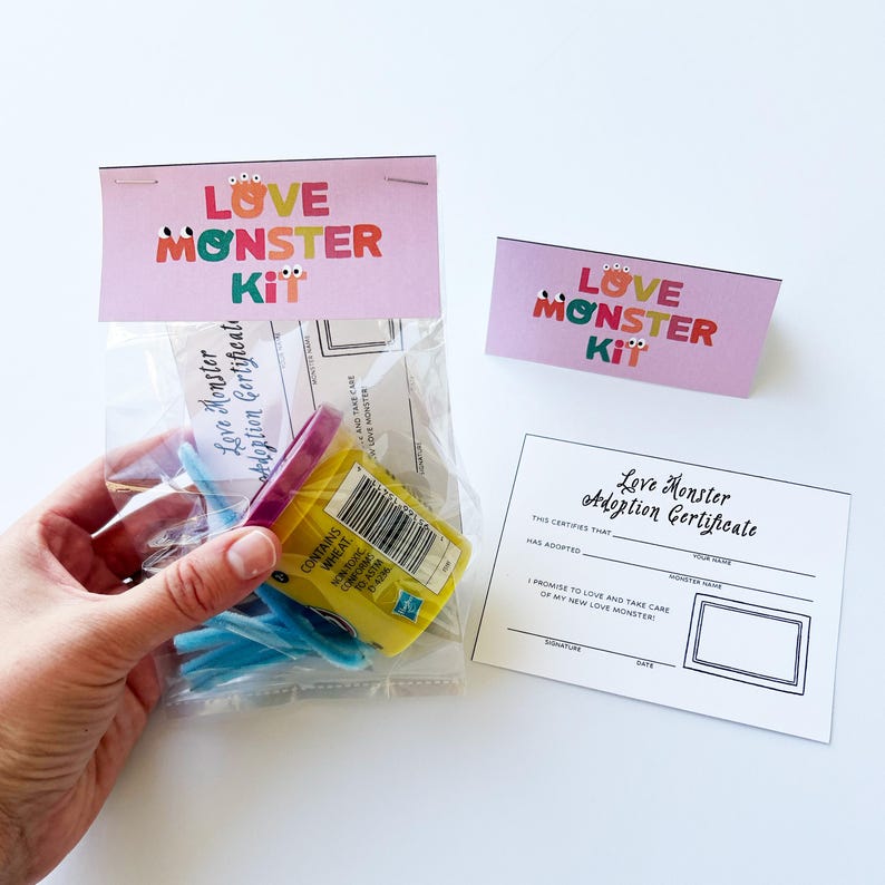 Printable Make Your Own Love Monster Bag Topper, Class Valentine's Day ...