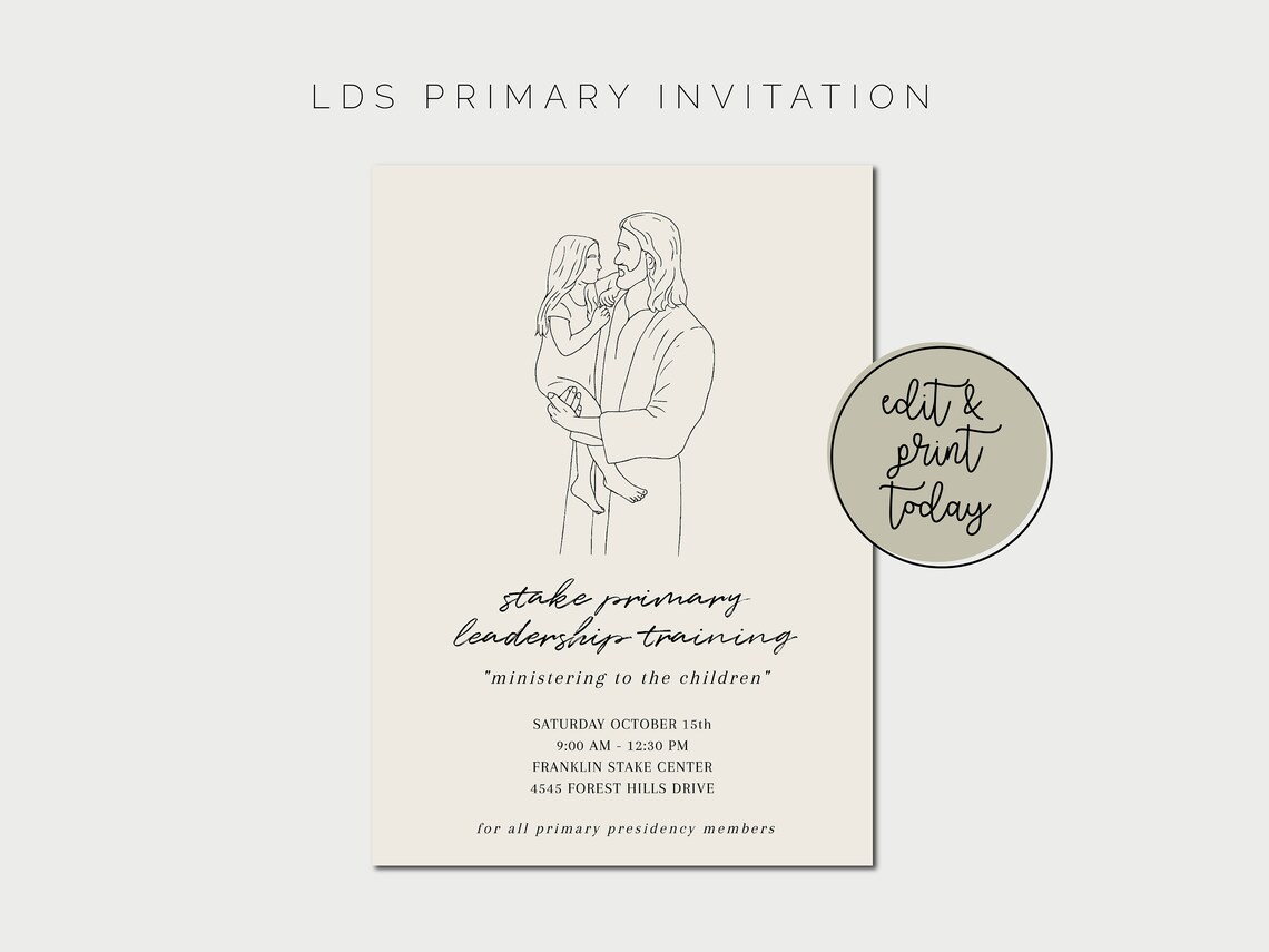 LDS Primary Invitation | Primary Leadership Training Invite | Simple ...