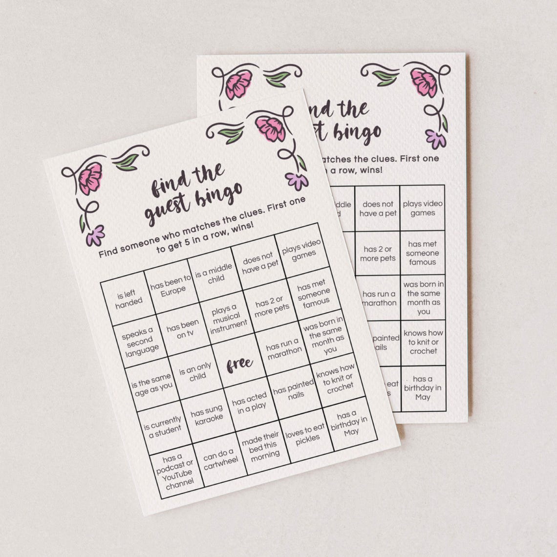 Mother's Day Games Printable Find the Guest Bingo Game Instant Download ...