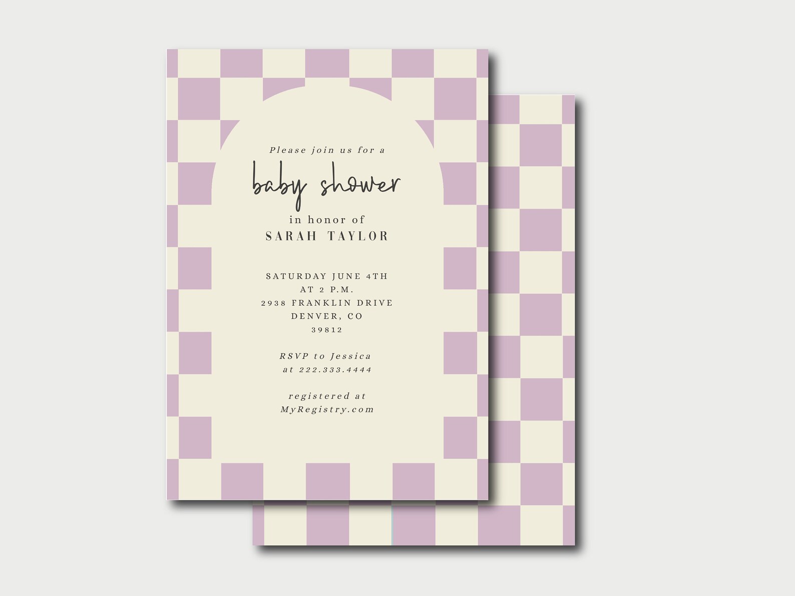 Pink Checkers Baby Shower Invitation | Checkerboard Baby Shower Invite ...