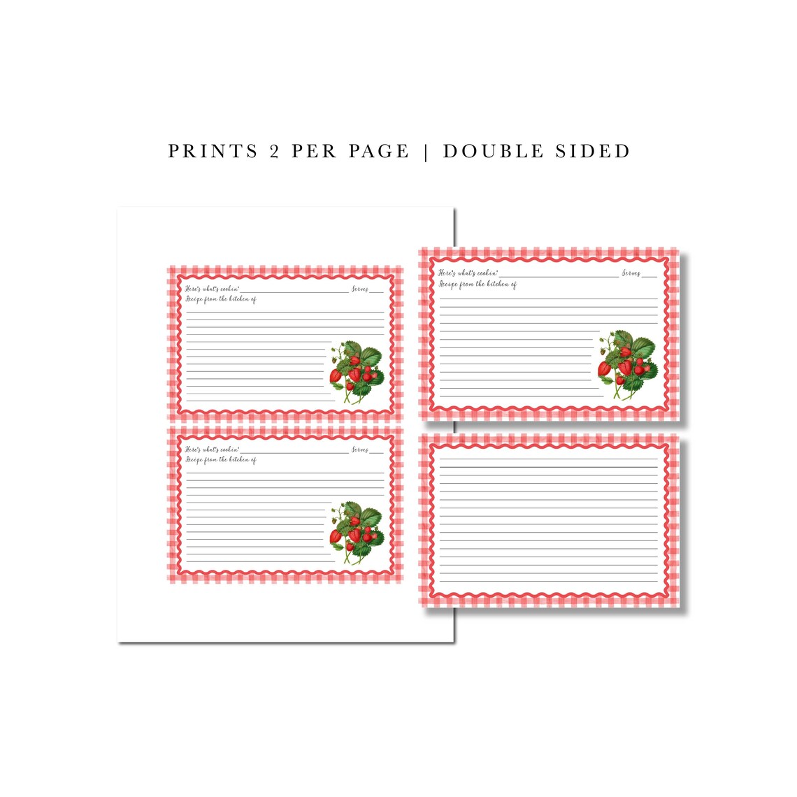 Vintage Recipe Cards Blank | Printable Retro Kitchen Gift for Christmas ...