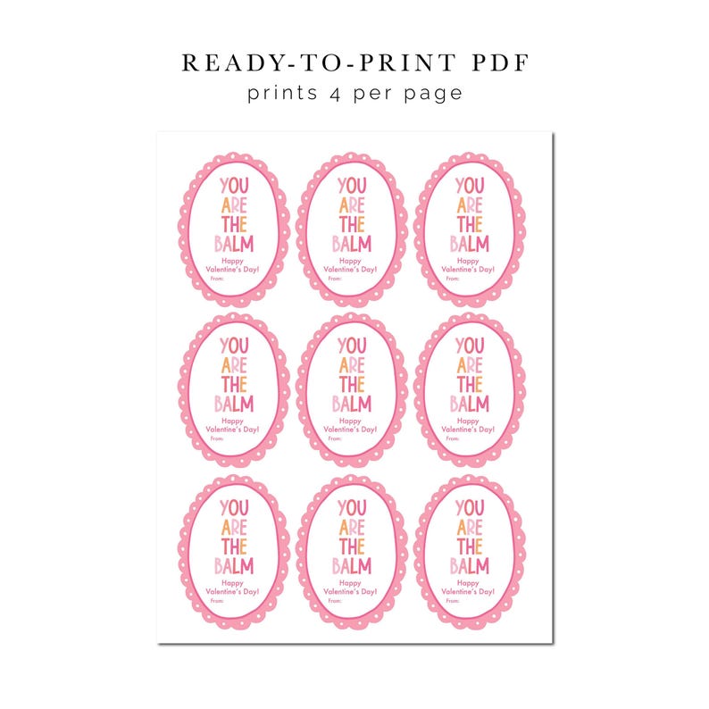 Valentine's Lip Balm Tags, Friend Gift for Girls, You Are the Balm ...