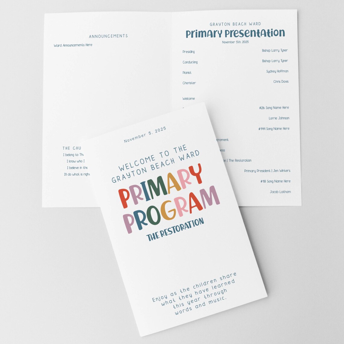 Primary Presentation Program, LDS Primary Presentation Sacrament ...