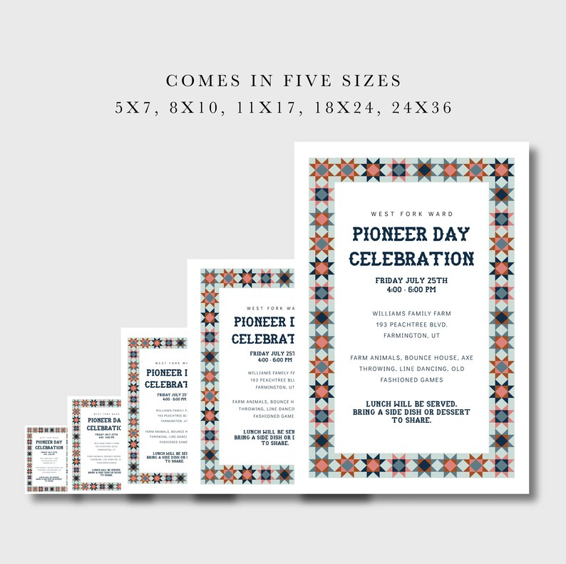 Editable LDS Pioneer Day Celebration Invitation, Pioneer Day Trek ...