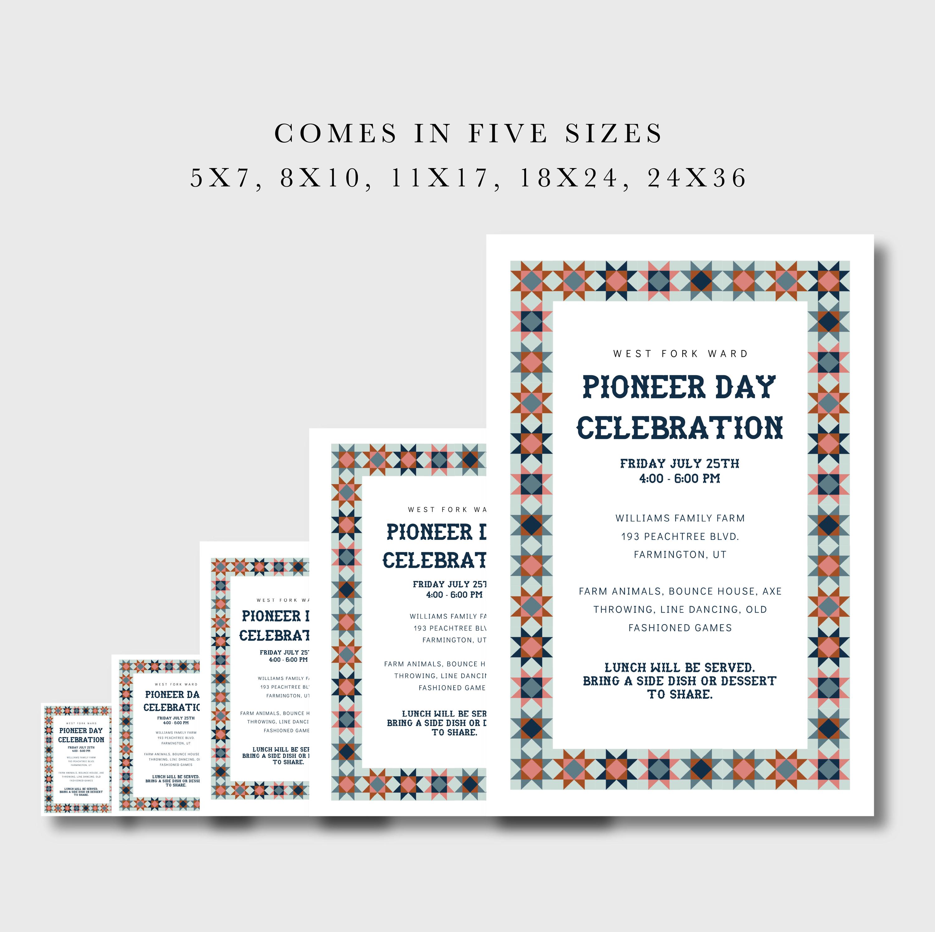 Editable LDS Pioneer Day Celebration Invitation, Pioneer Day Trek ...