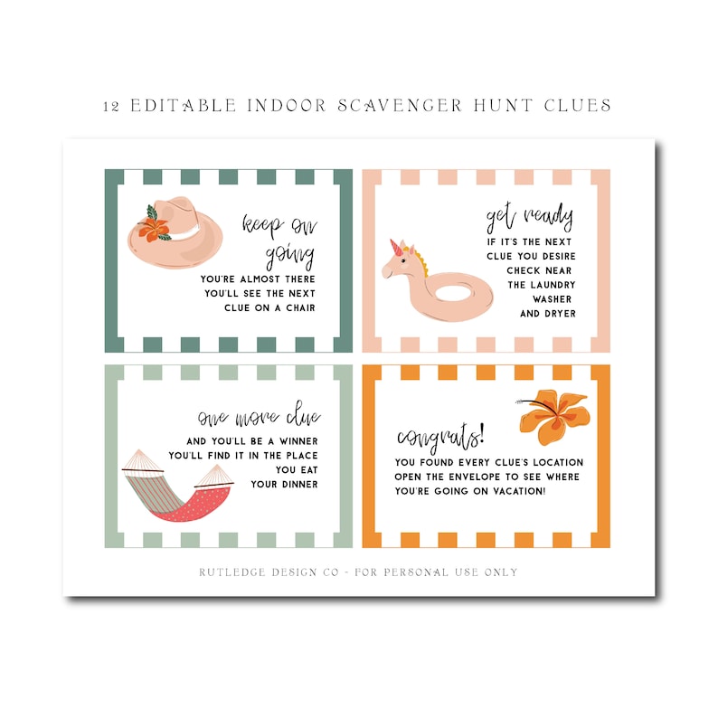 Beach Surprise Trip Scavenger Hunt & Tickets | Beach Reveal Scavenger ...