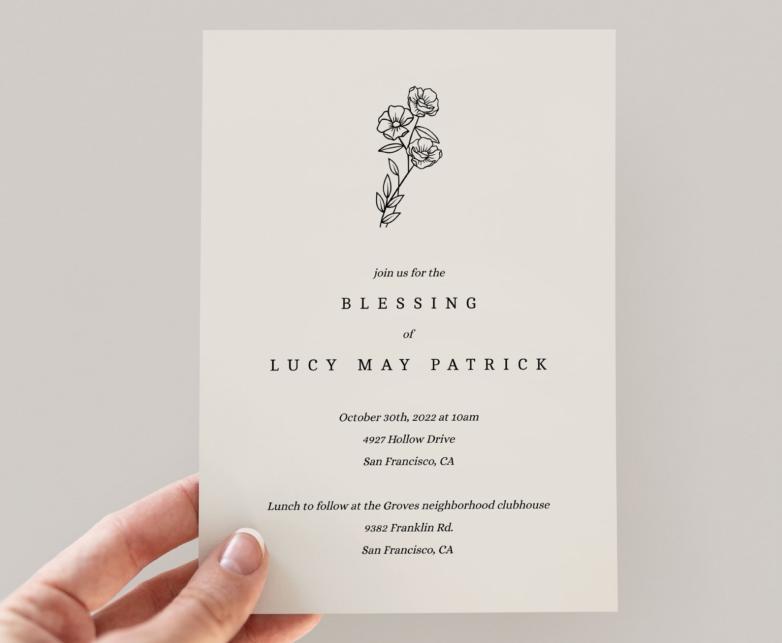 LDS Baby Blessing Invitation Template | Blessing Ceremony Invitation ...