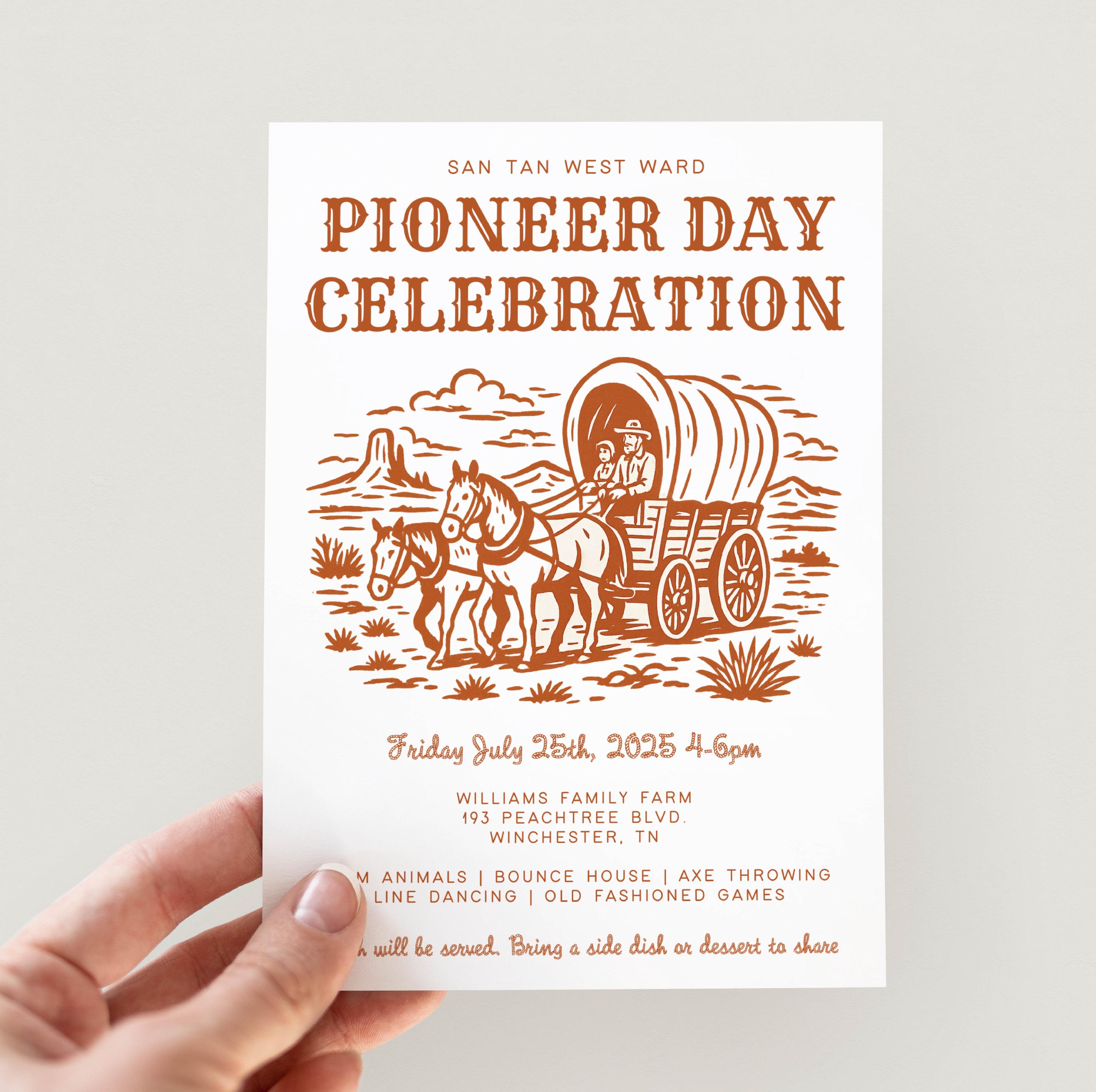 Editable LDS Pioneer Day Celebration Invitation, Pioneer Day Trek ...