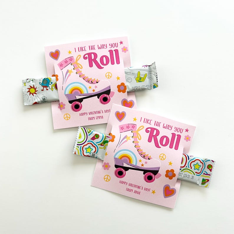 Roller Skate Valentine's Day Gift Tag Editable, I Like the Way You Roll ...