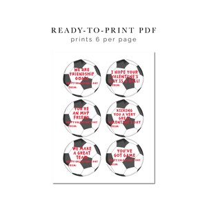 Soccer Ball Class Valentine's Day Tags | Sports Printable Gift Tag - Etsy