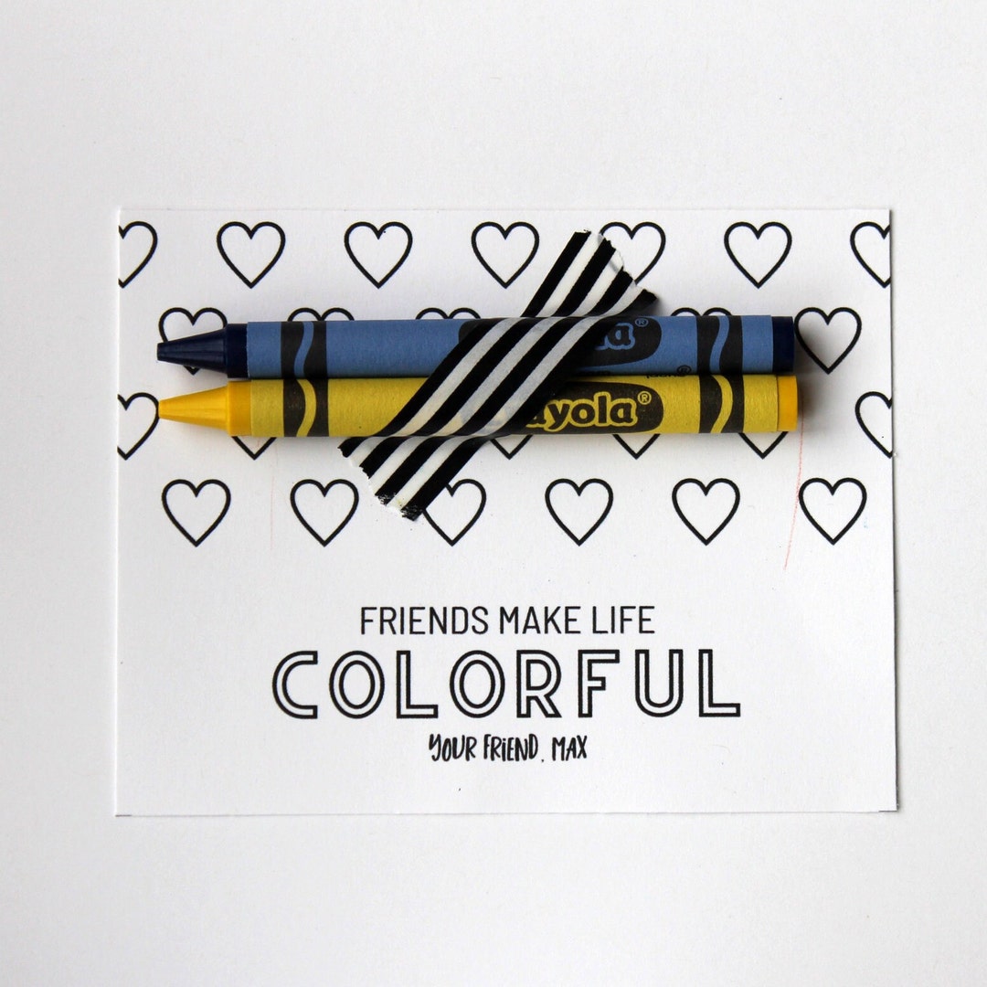 Crayon Valentine Tags, Coloring Gift Tags, Classroom Valentine, Kids ...