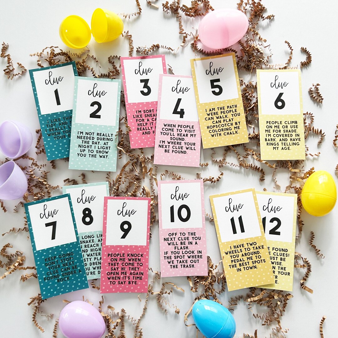 Outdoor Easter Scavenger Hunt for Kids, Printable Clue Treasure Hunt ...