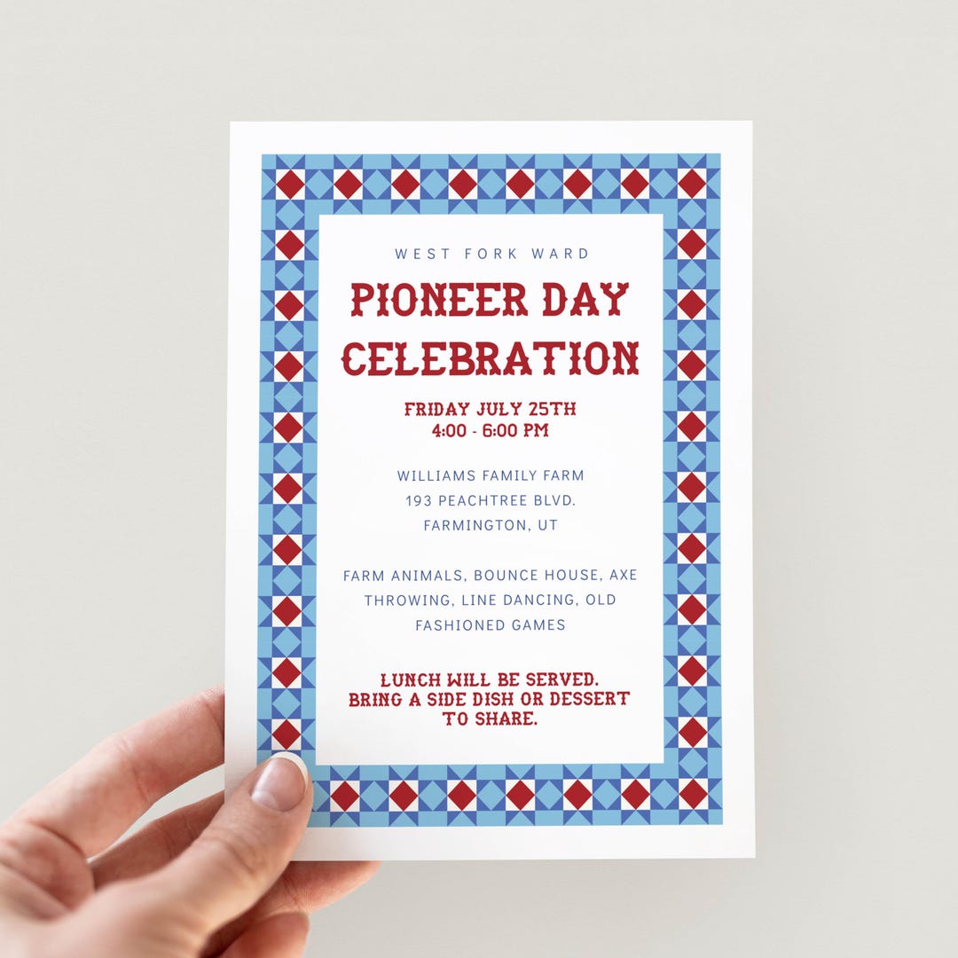 Editable LDS Pioneer Day Celebration Invitation, Pioneer Day Trek ...