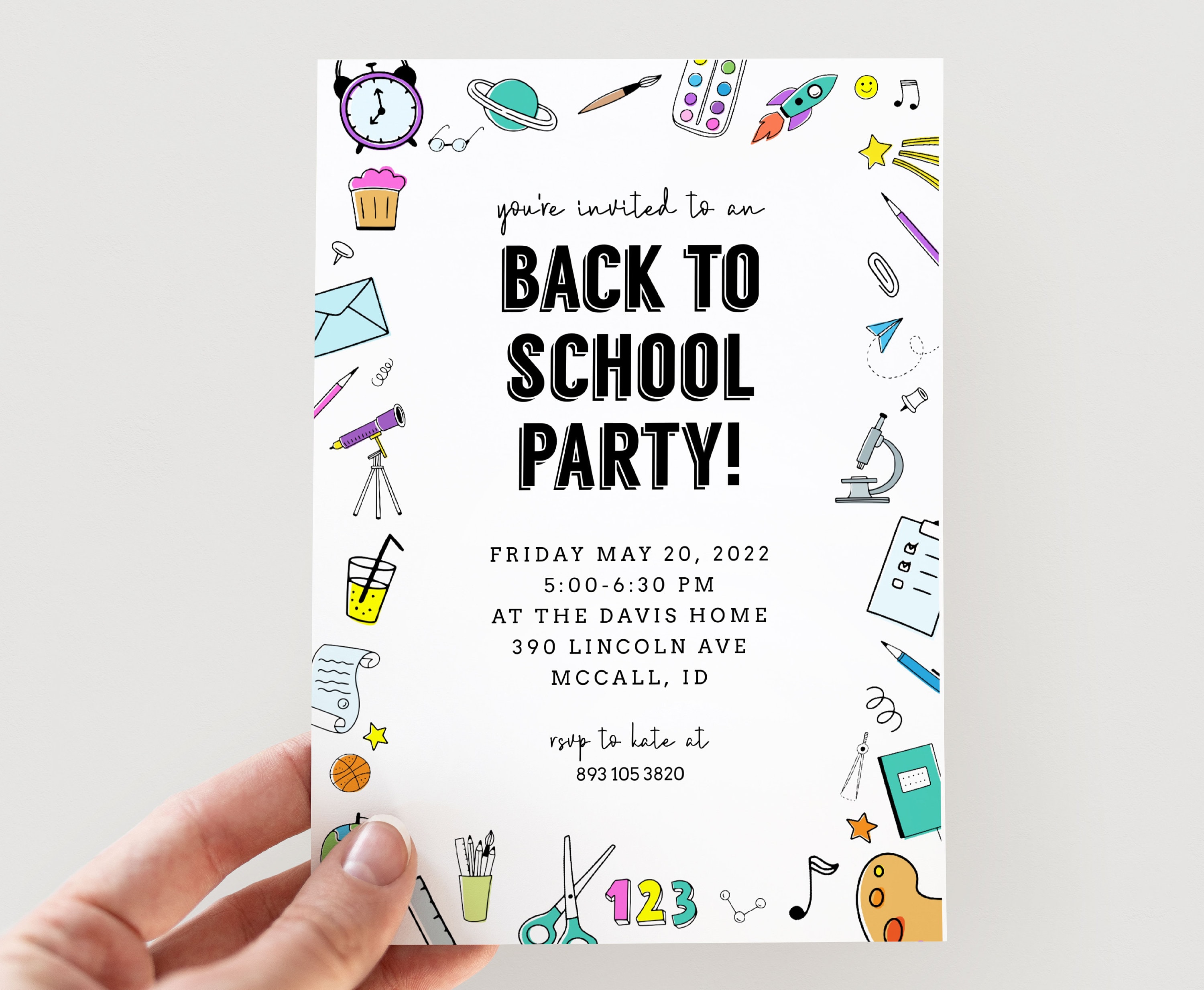 Back to School Party Invitation, Back to School Bash Party Invitation ...