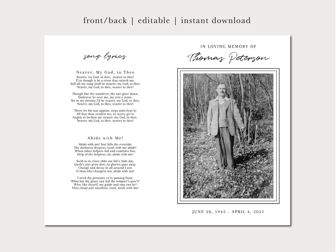 LDS Funeral Program, Memorial Service Program, Order of Service ...