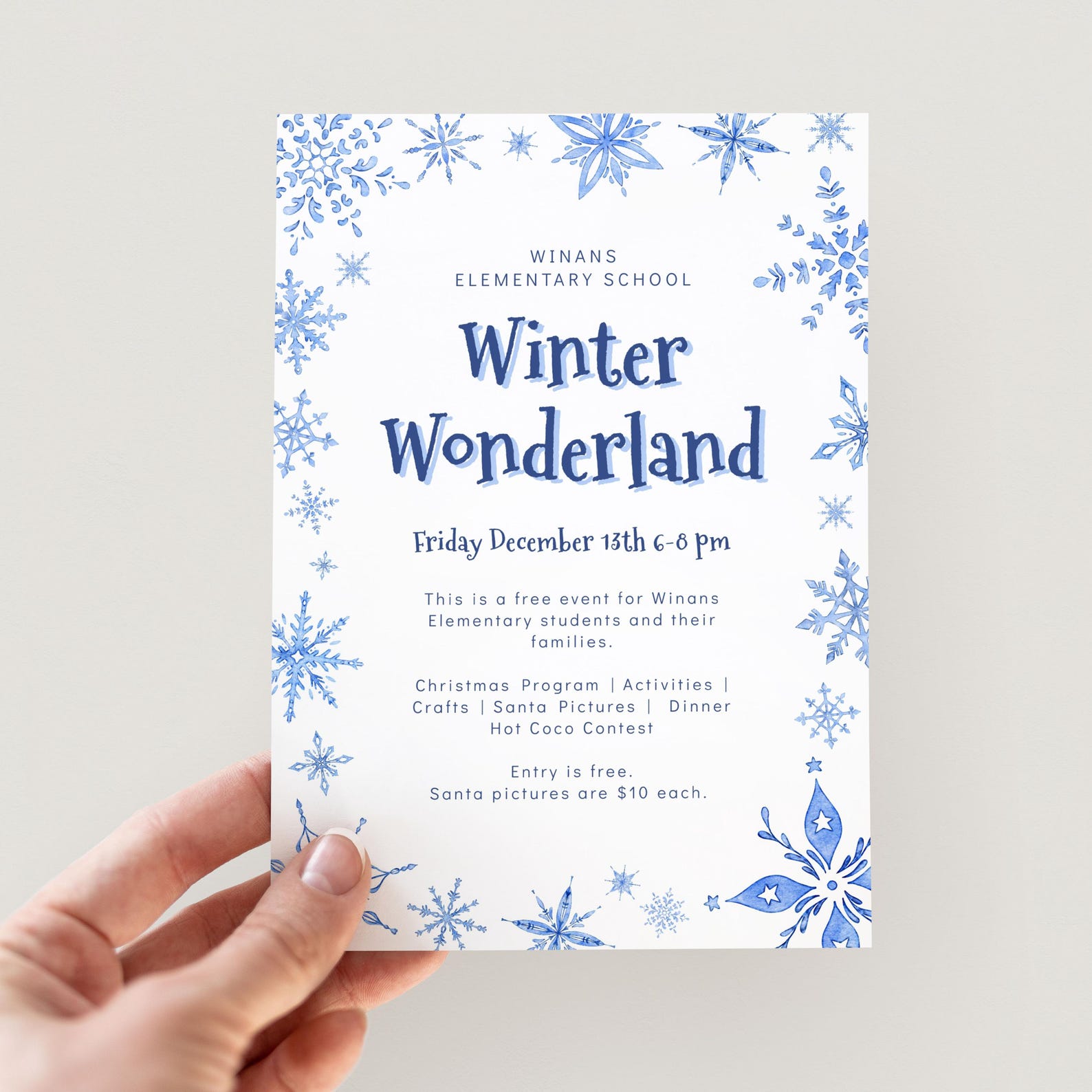 Editable Winter Wonderland Party Invitation | Party Snowflake Winter ...
