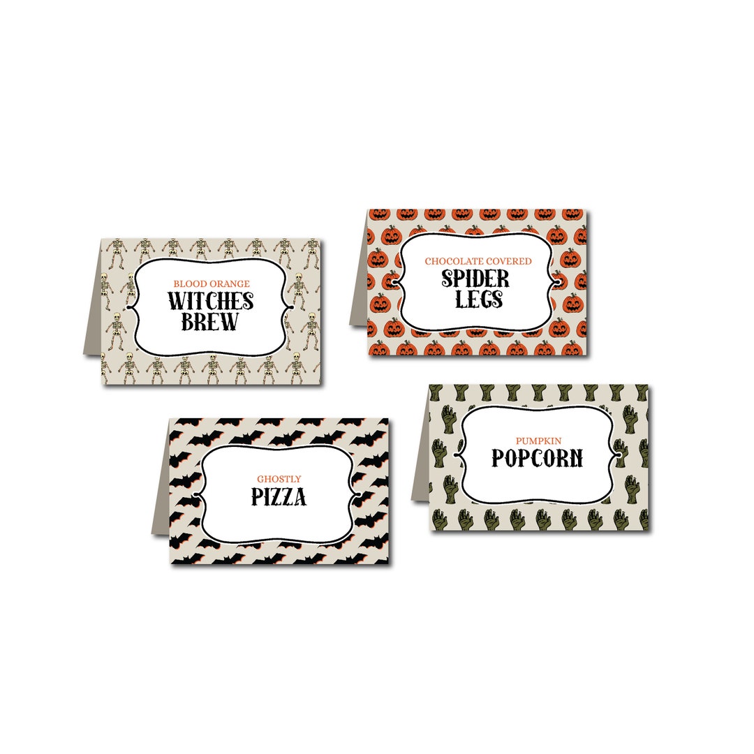 Halloween Party Food Tents, Labels or Place Cards, Halloween Party ...