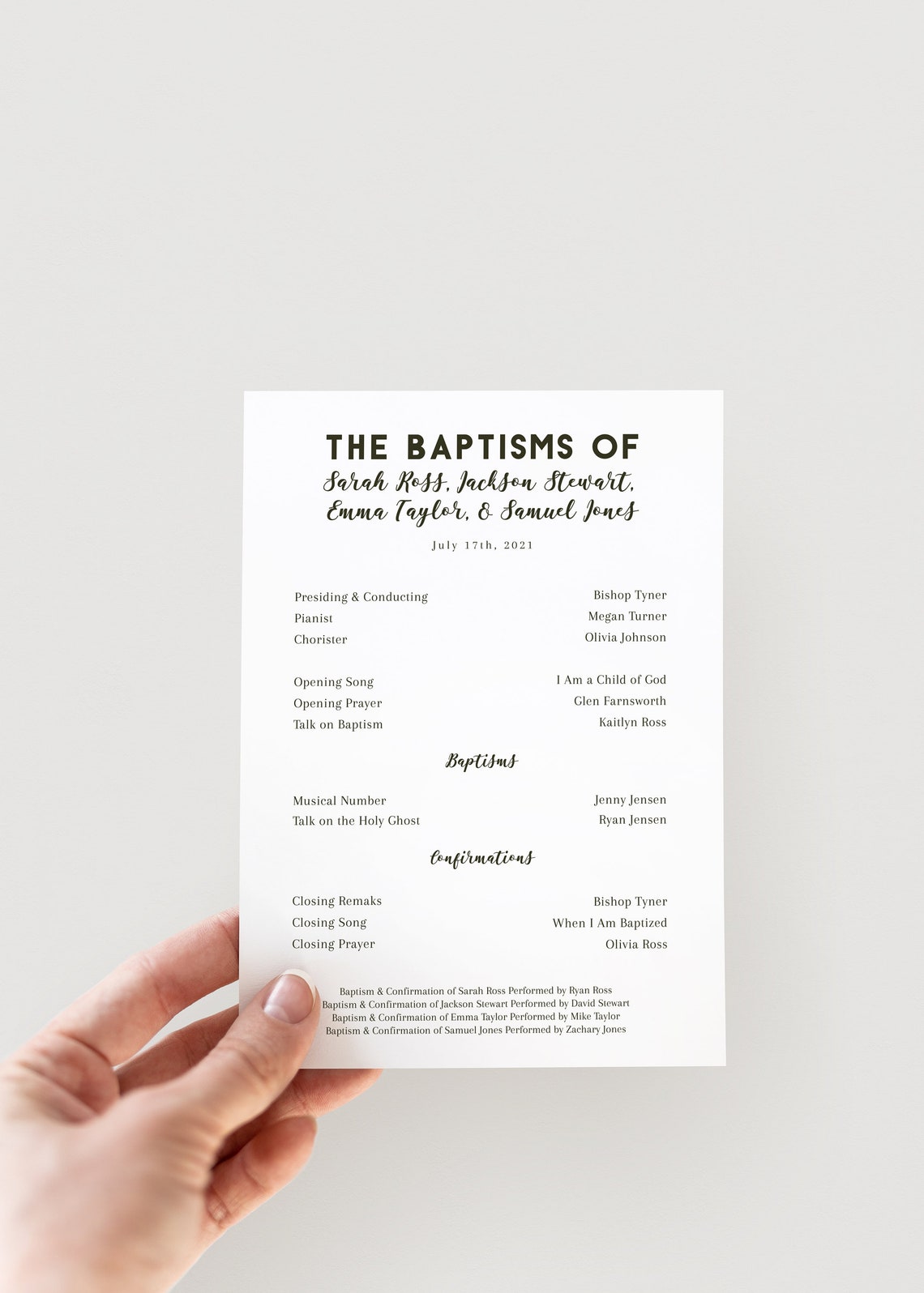 Joint LDS Baptism Program Editable Template LDS Baptism for 2, 3, or 4 Children Group LDS ...