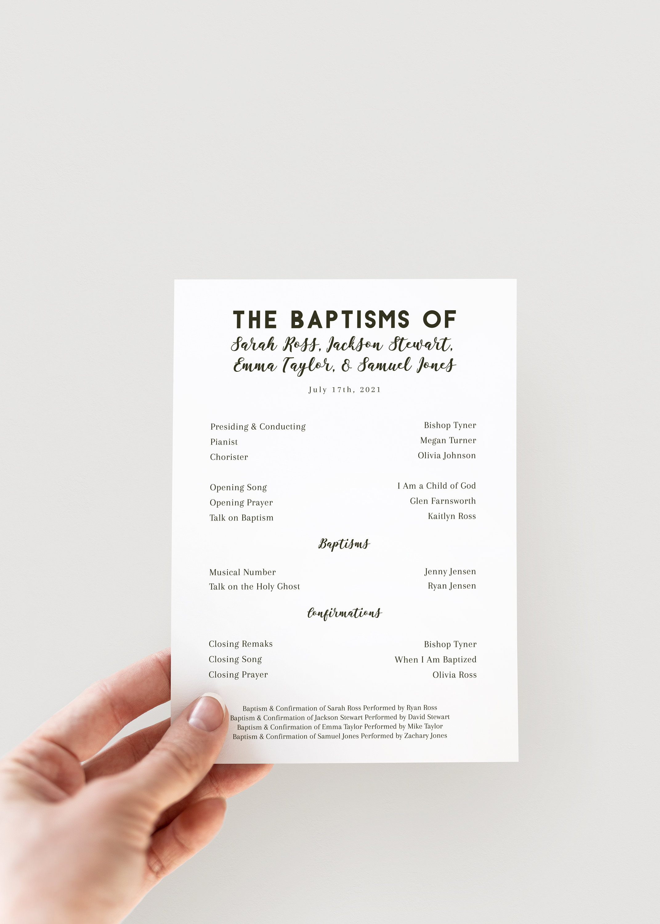 Joint LDS Baptism Program Editable Template | LDS Baptism for 2, 3, or ...