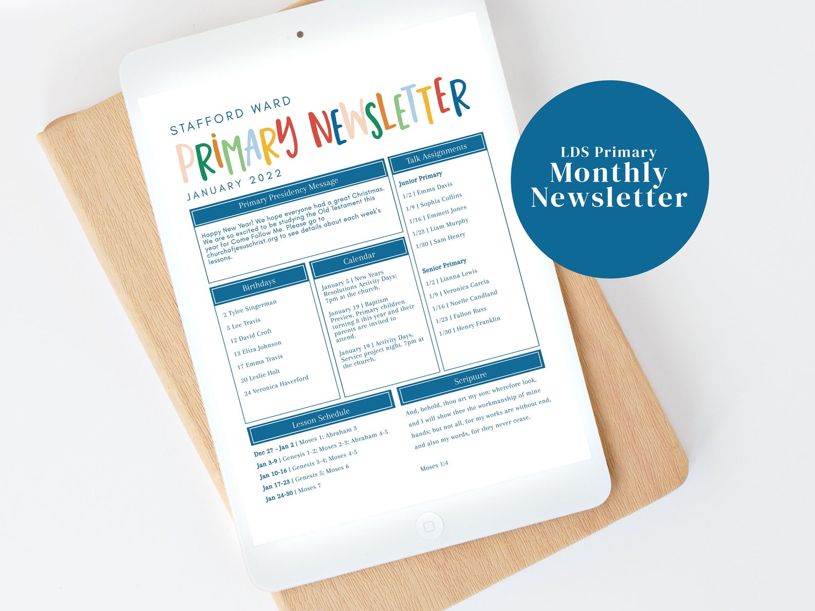 LDS Primary Newsletter Template | Printable LDS Newsletter Instant ...